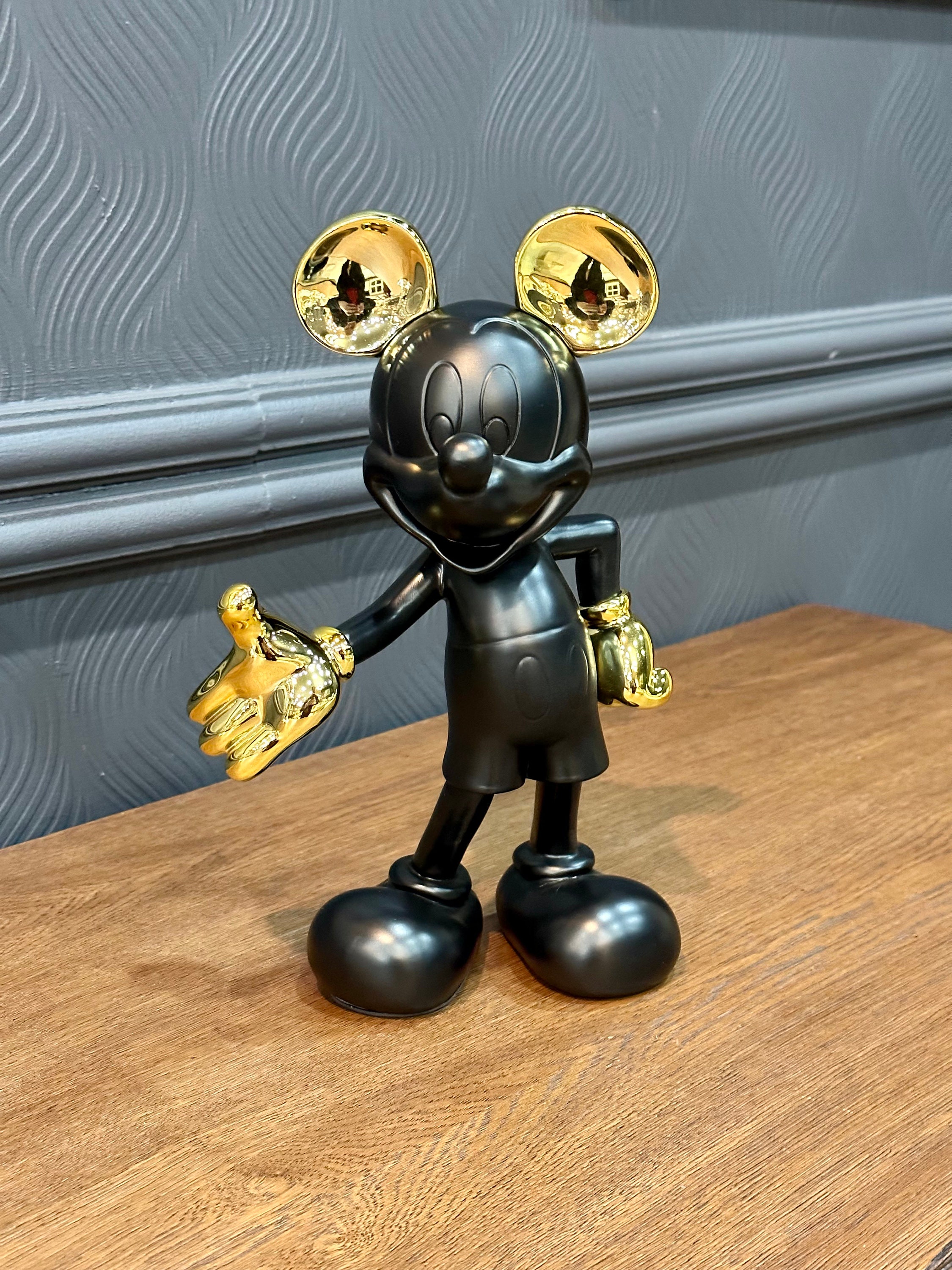 Black and Gold Mickey Mouse Statue, Pop Art Mickey Mouse Sculpture ...