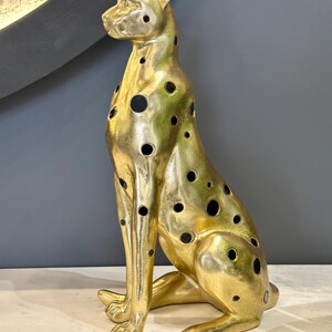 Sitting Gold Leopard Statue - Handmade Wild Leopar Statue - Graffiti ...