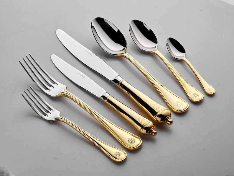 89 Pieces 12 Person 24K Gold Vintage Cutlery Set, Silverware Set, Gold ...