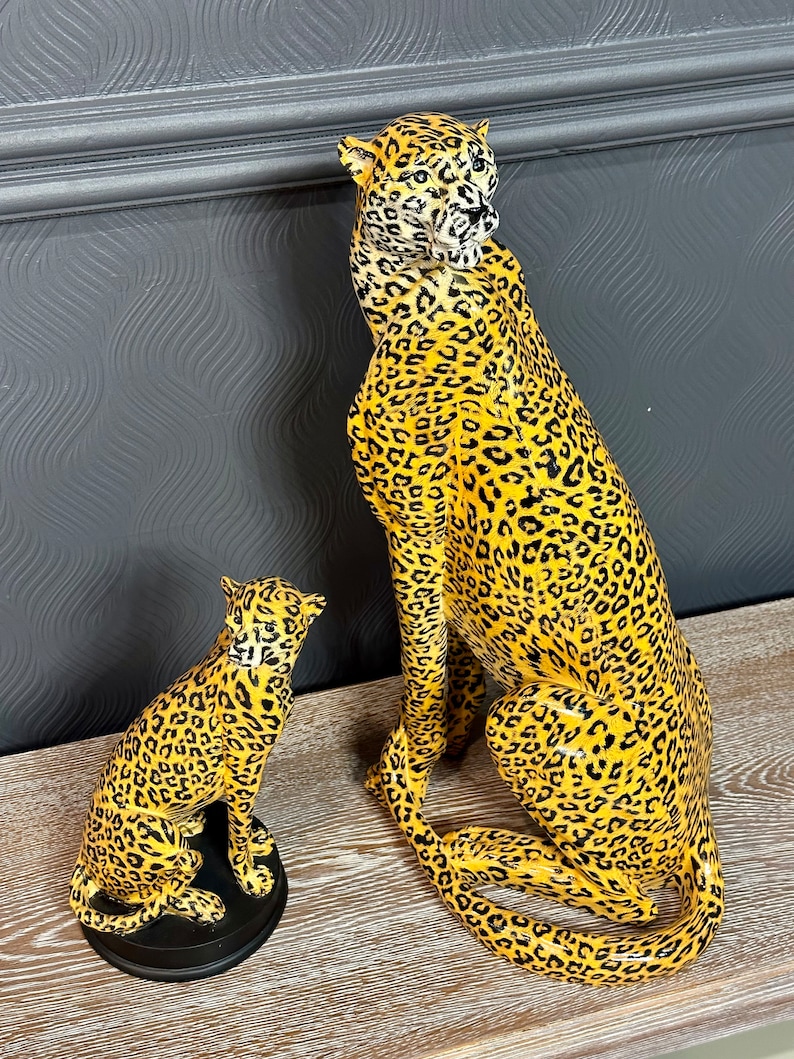 Leopard Sitting Statue , Majestic Leopard, Leopar Figure, Animal Statue ...