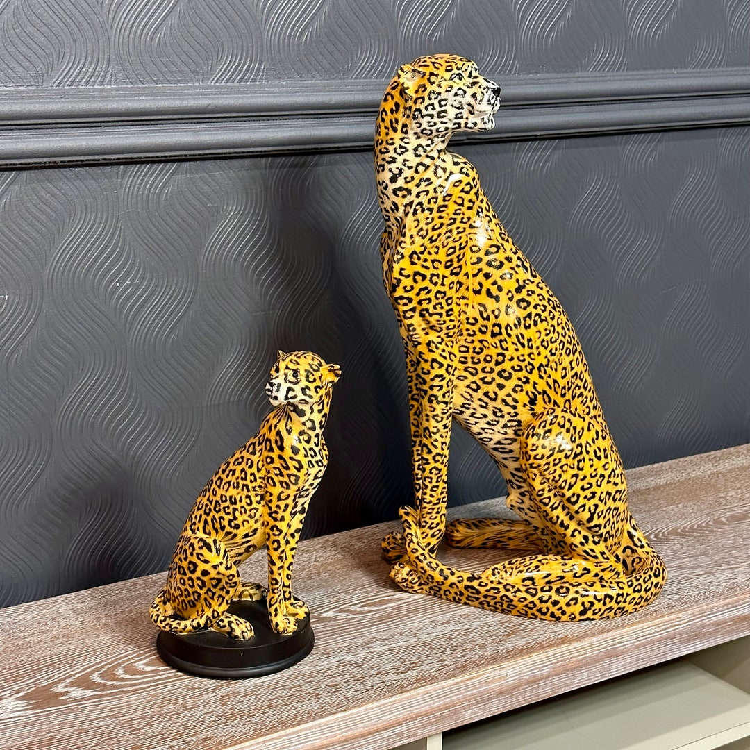 Leopard Sitting Statue , Majestic Leopard, Leopar Figure, Animal Statue ...