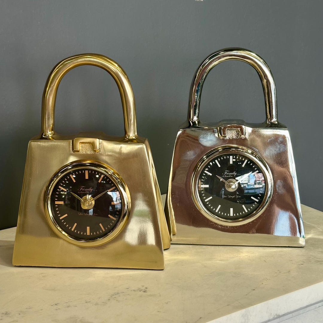 Elegant Purse Shaped Table Clock – Gold & Silver - Etsy