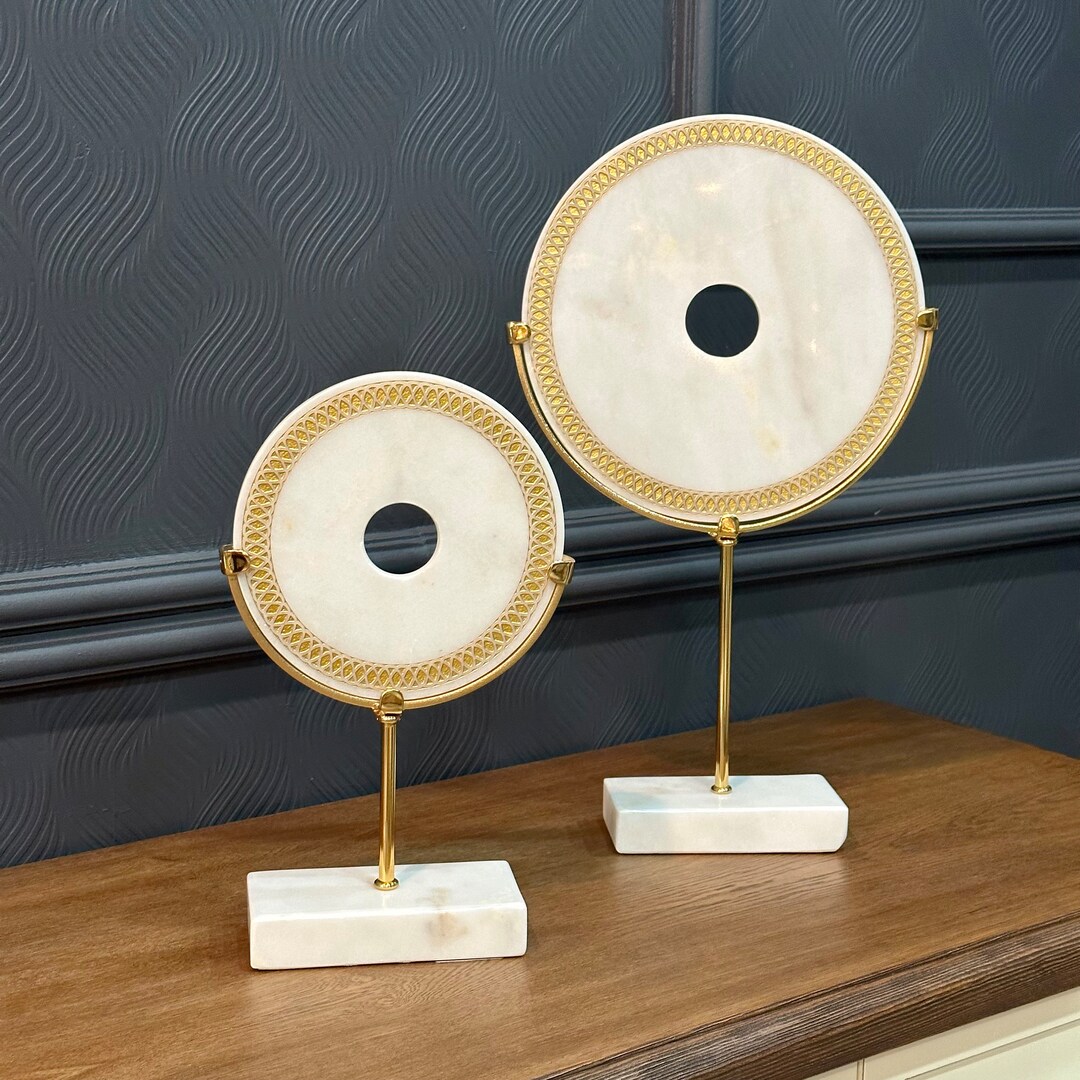 Decorative Marble Disc, 2 Marble Decorative Discs, Marble Disc With ...