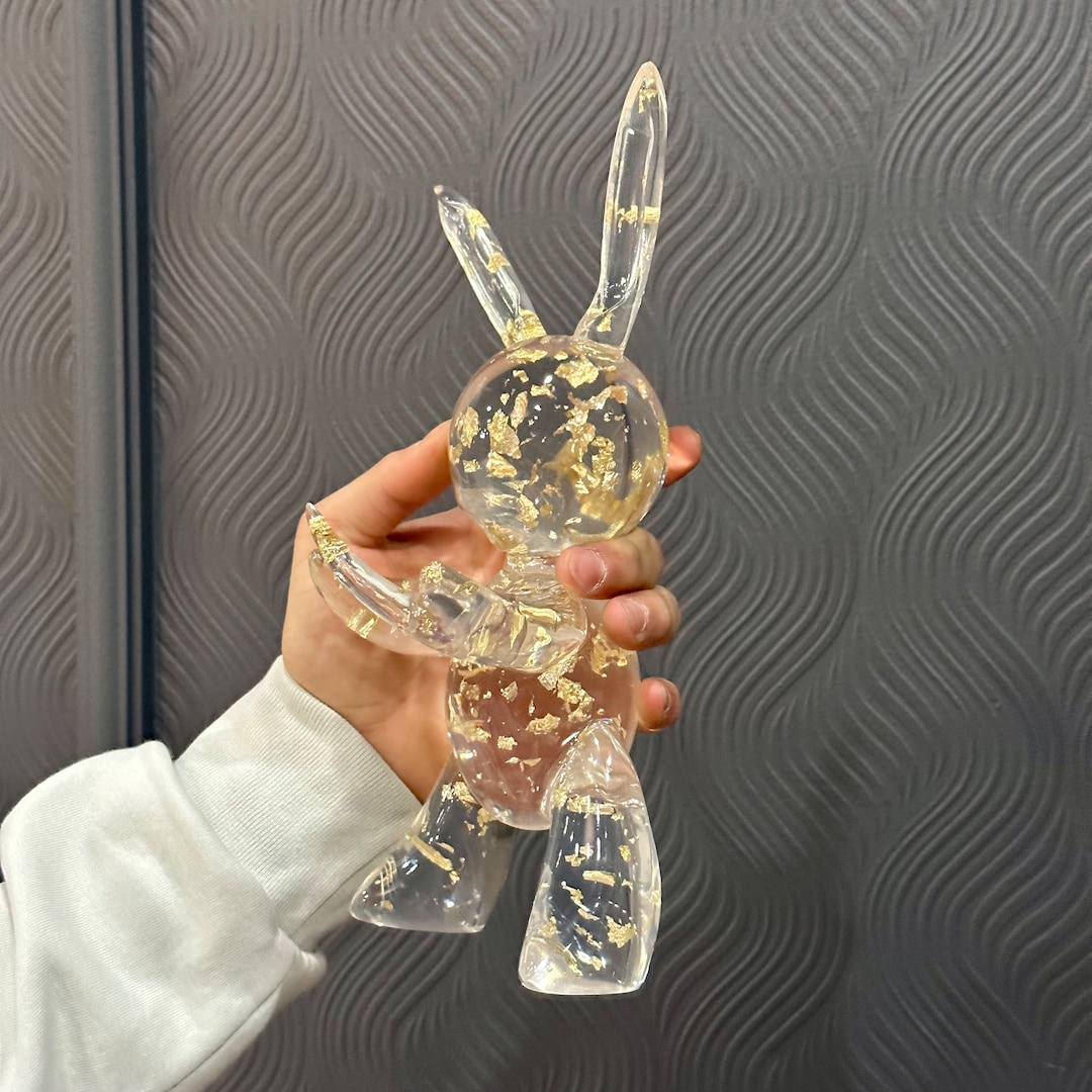 Pop Art Gold Leaf Rabbit Resin Statue, Modern Nordic Gold Rabbit Statue ...