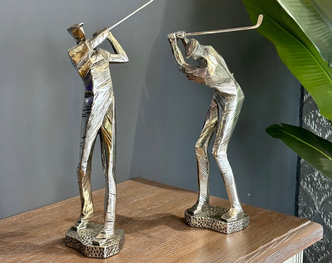 Silver Golf Figures, Golf Sculpture, Statue of Golfer, Golf Gift Idea ...