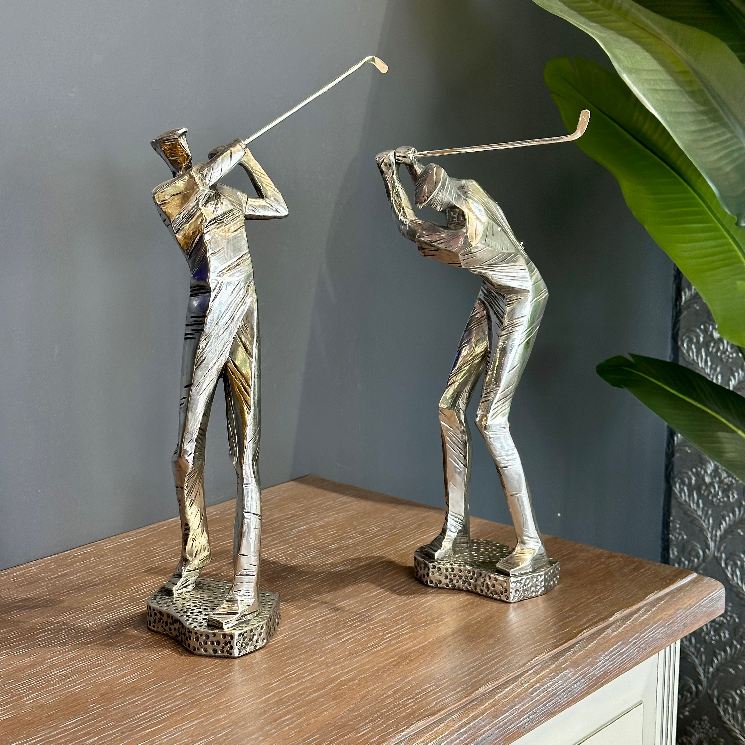 Silver Golf Figures, Golf Sculpture, Statue of Golfer, Golf Gift Idea ...