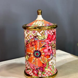 Red Blossom Canisters With Lid, Ceramic Handmade Canisters - Etsy