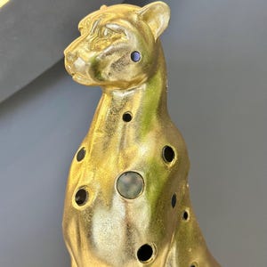 Sitting Gold Leopard Statue - Handmade Wild Leopar Statue - Graffiti ...