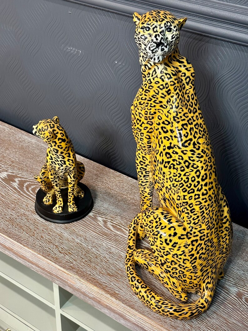 Leopard Sitting Statue , Majestic Leopard, Leopar Figure, Animal Statue ...