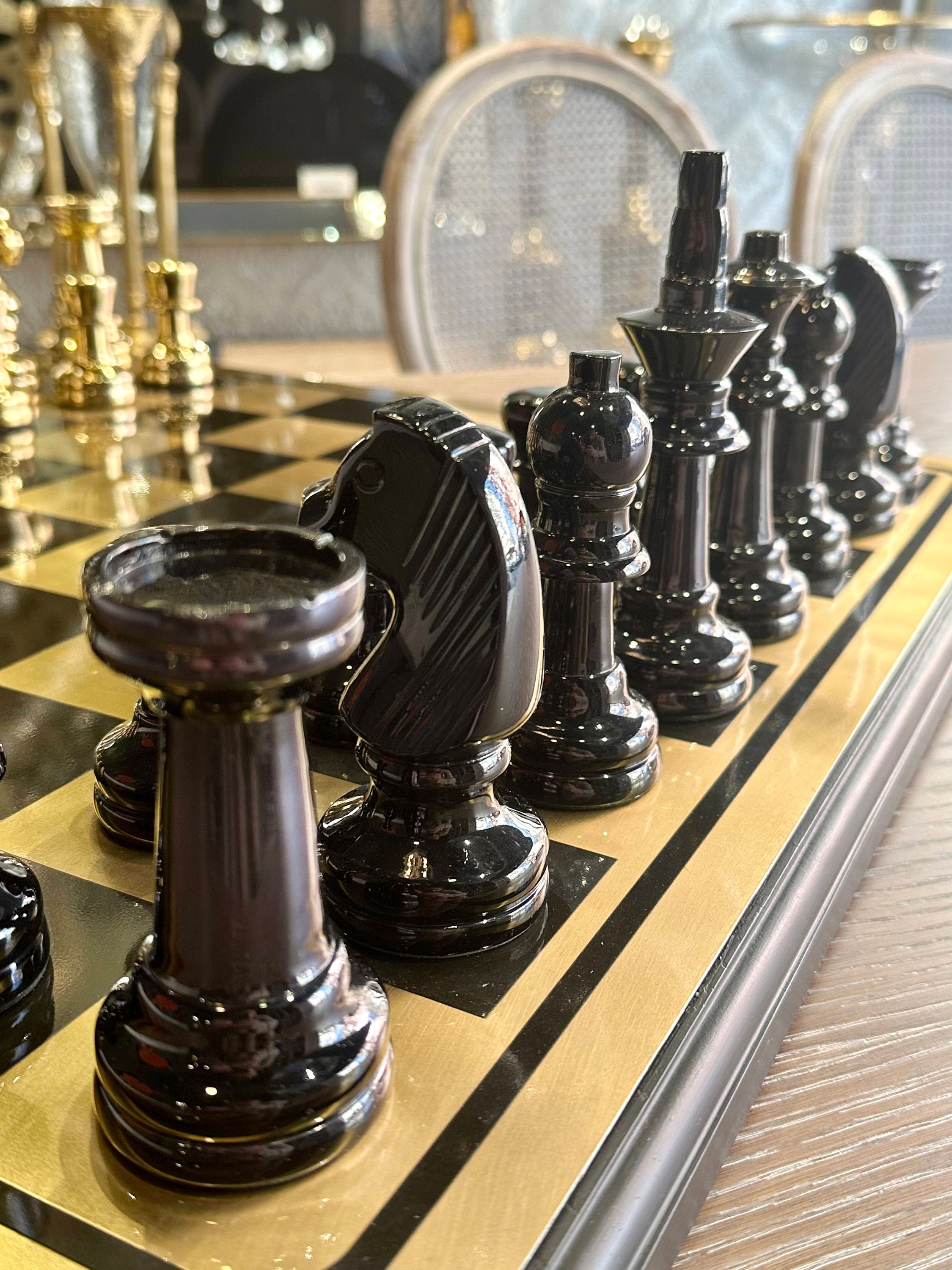 25 Inch Giant Premium Chess Set, Luxury Metal Chess Set, Handcrafted ...