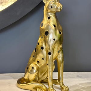 Sitting Gold Leopard Statue - Handmade Wild Leopar Statue - Graffiti ...
