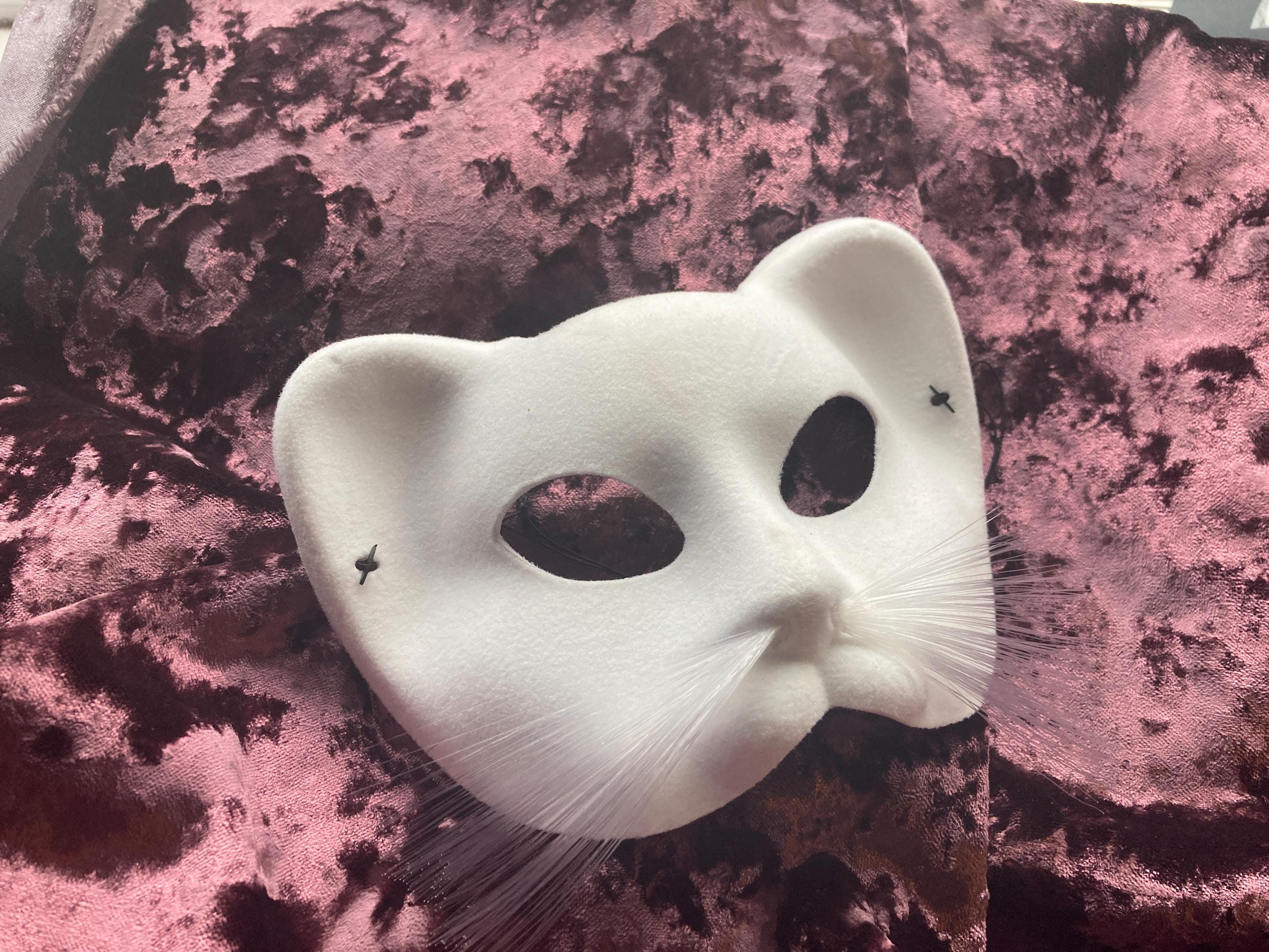 White Venetian Cat Mask Traditional Masquerade Mask Vintage Panther ...