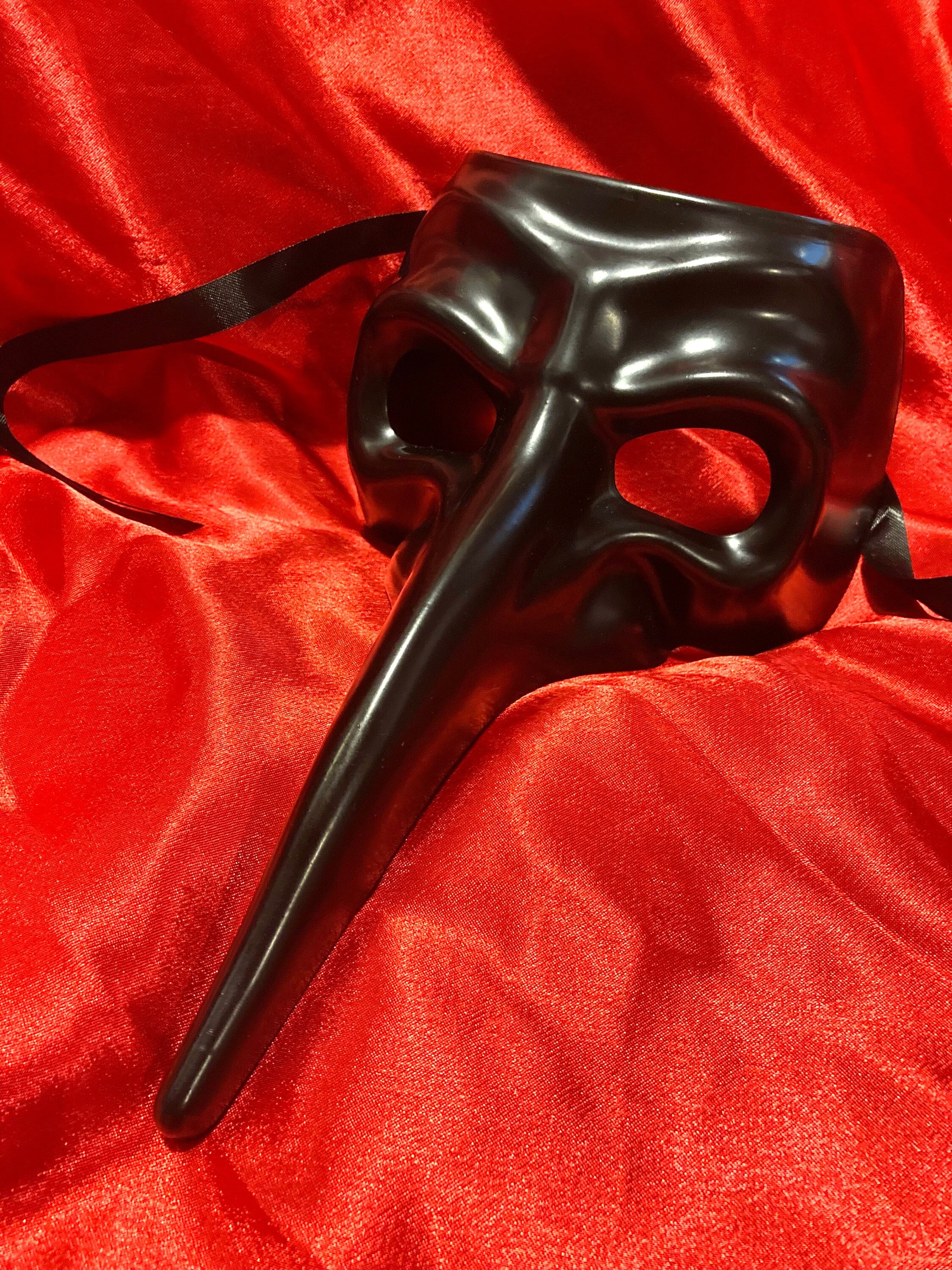 Scaramouche Masquerade Mask Plain Black Sleek Long Nose Mask Mens ...