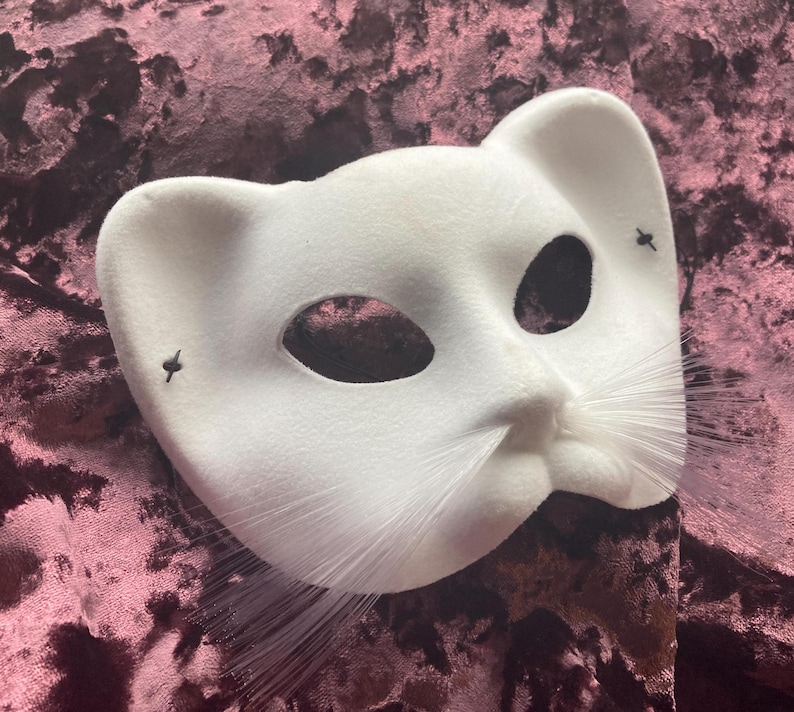 White Venetian Cat Mask Traditional Masquerade Mask Vintage Panther ...