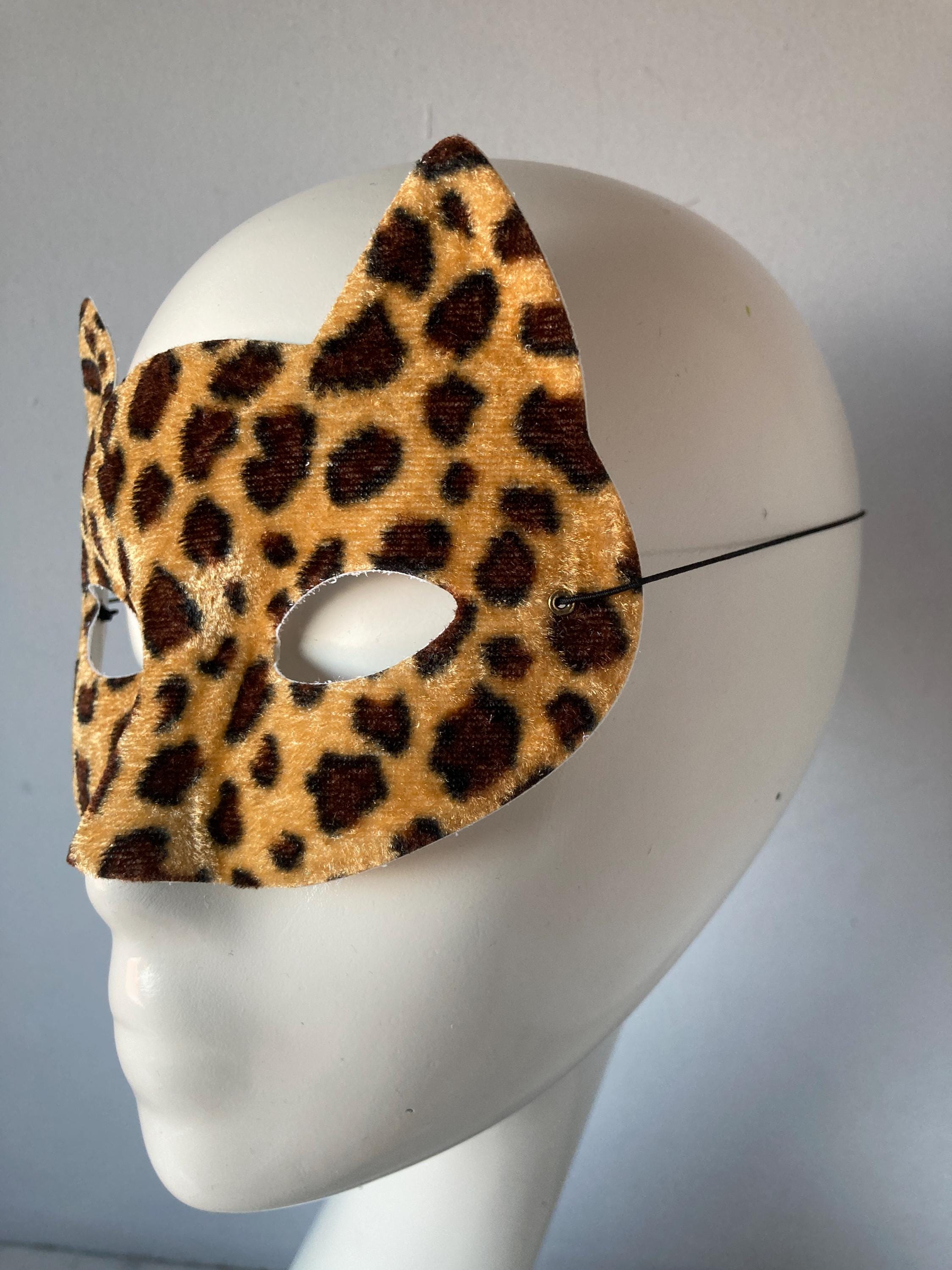Simple Yellow Leopard Print Fabric Mask Cat Masquerade Halloween Mask ...