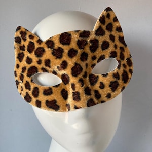 Simple Yellow Leopard Print Fabric Mask Cat Masquerade Halloween Mask ...