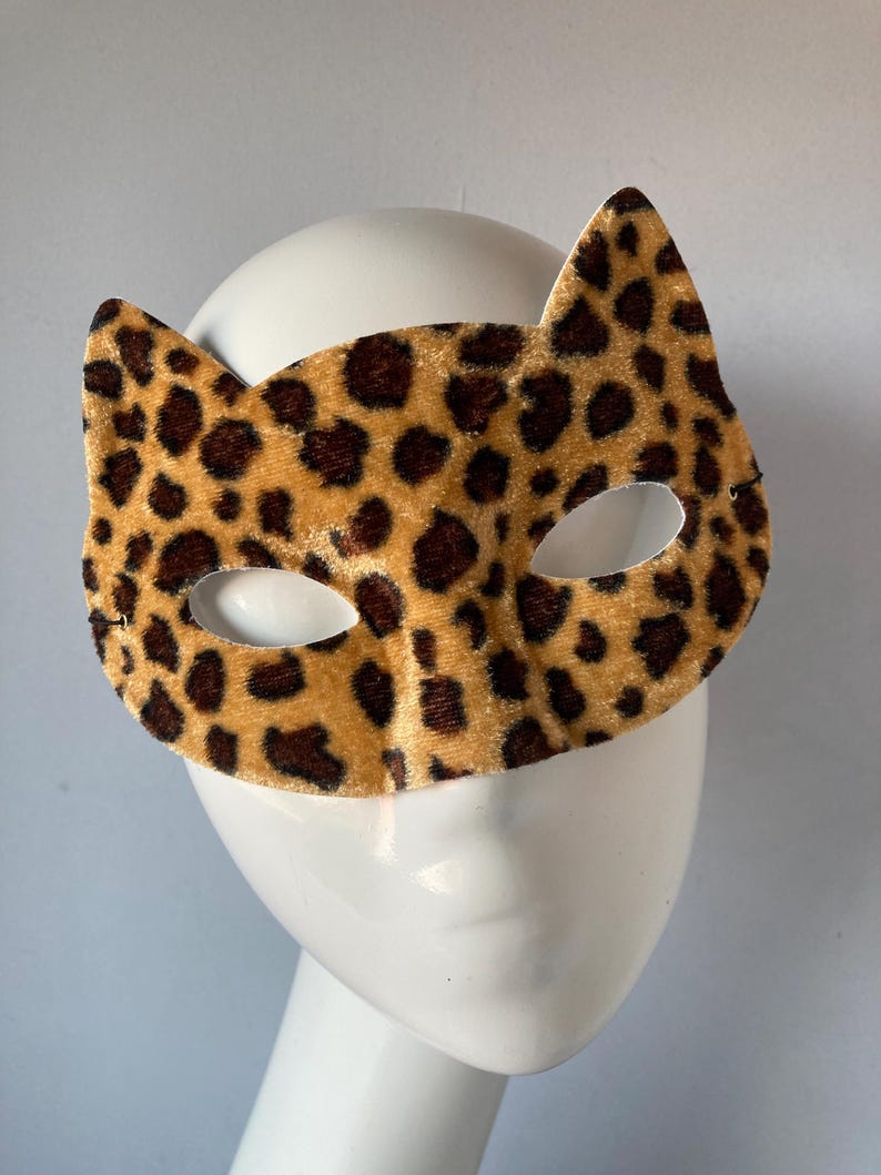 Simple Yellow Leopard Print Fabric Mask Cat Masquerade Halloween Mask ...