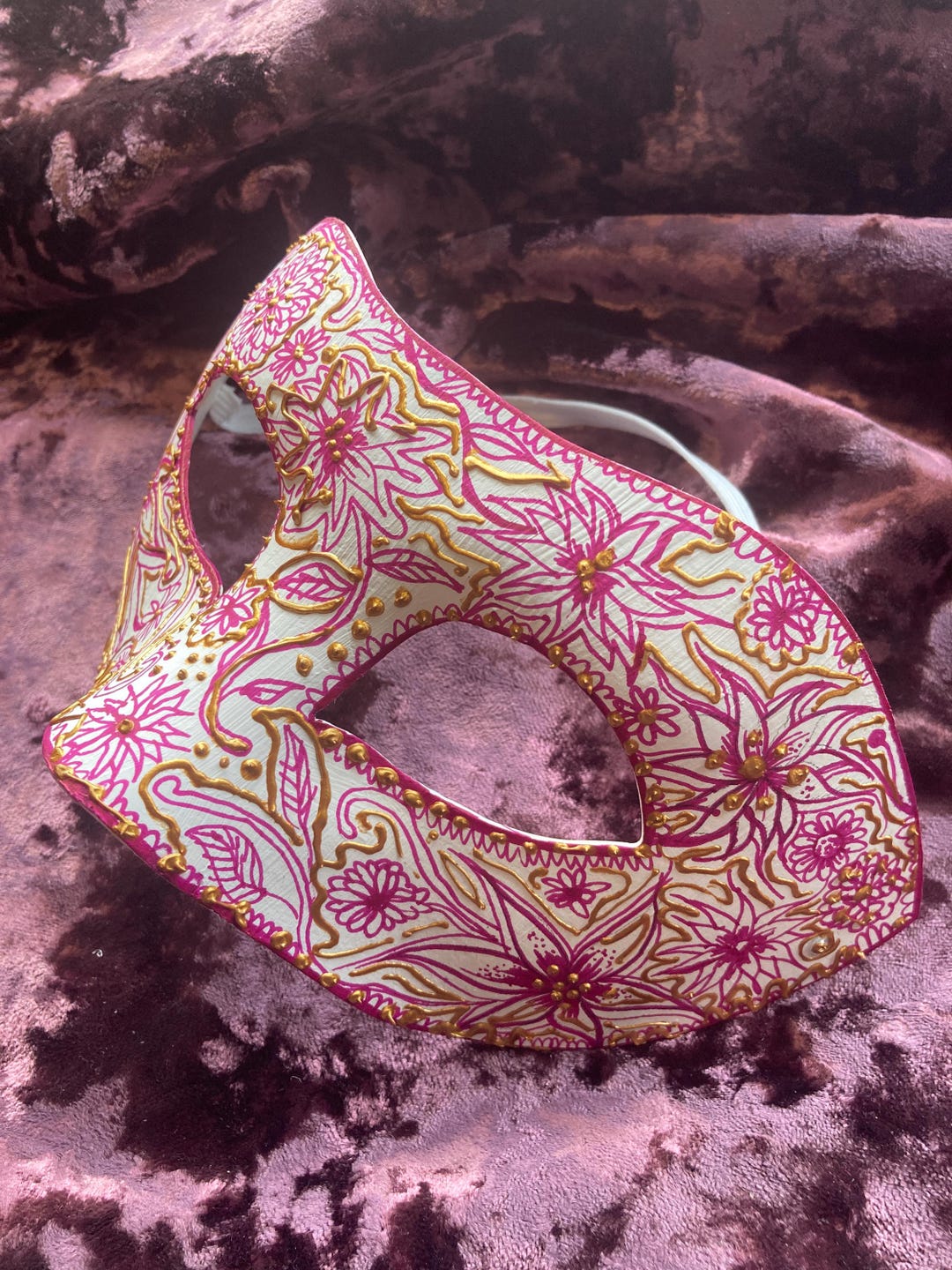 Hand Drawn Illustrated Mime Mask Jester Joker Gold Unisex Masquerade - Etsy