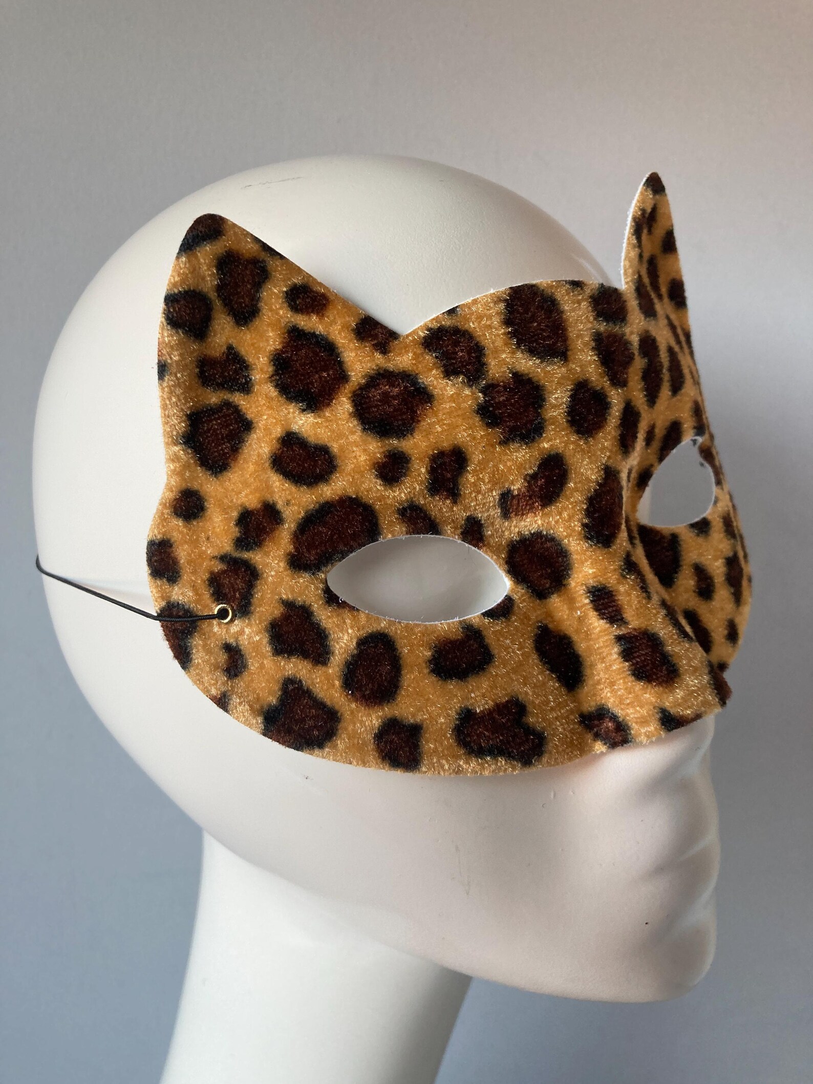 Simple Yellow Leopard Print Fabric Mask Cat Masquerade Halloween Mask ...