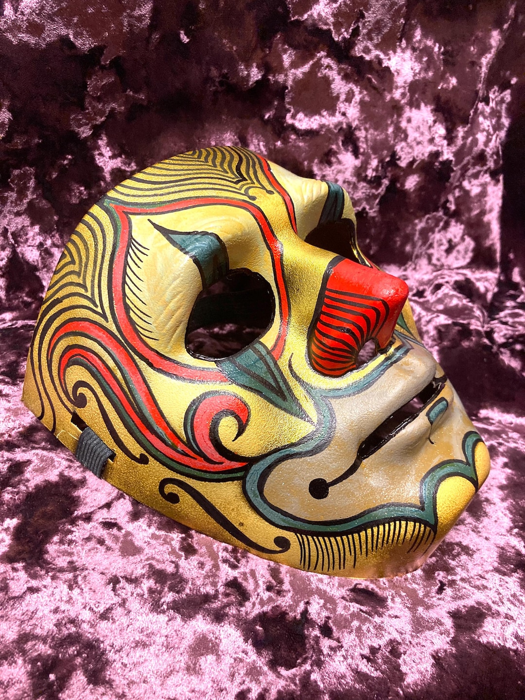 Hand Painted Illustrated Mime Mask Jester Joker Gold Unisex Masquerade ...