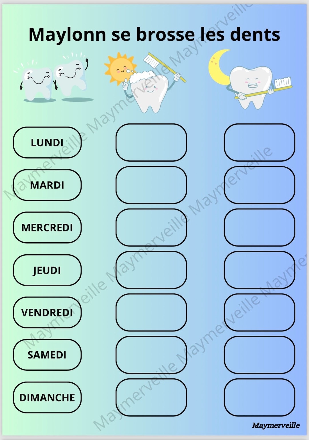 Tableau d'apprentissage aux brossage des dents - Etsy France