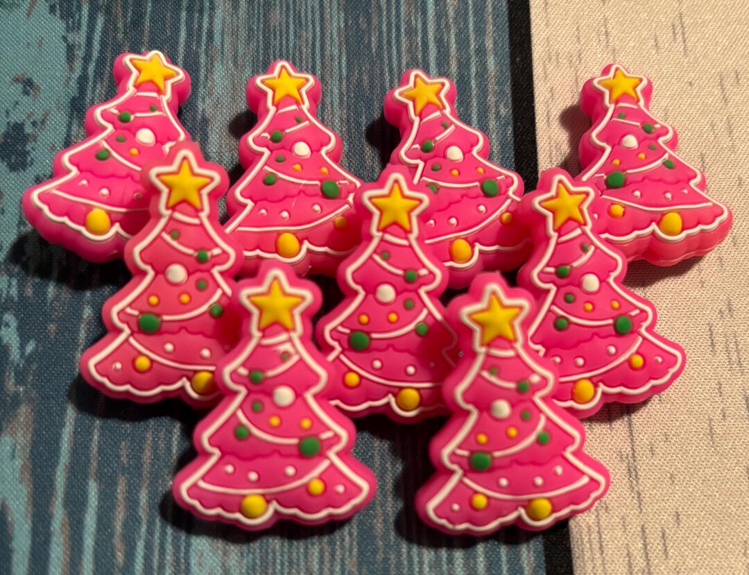 Set of 2-pink Debbie Cake Christmas Tree Silicone Focal Bead - Etsy