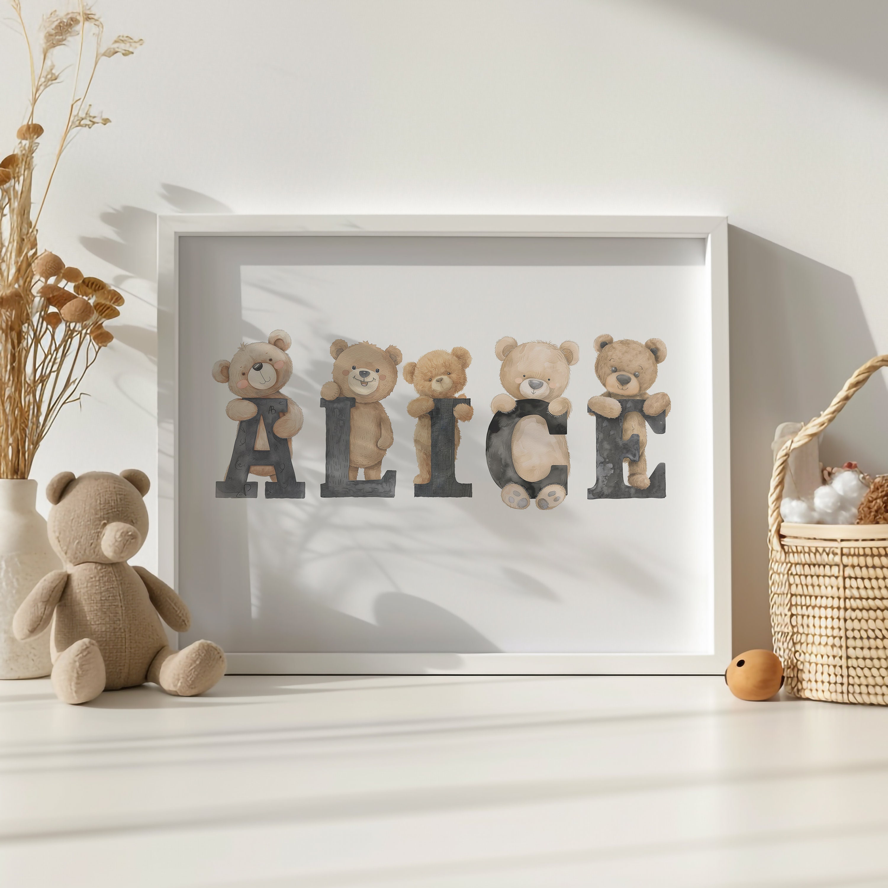 Personalized Teddy Bear Name Print, Nursery Decor (digital Download) - Etsy