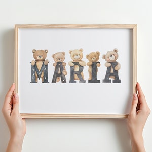 Personalized Teddy Bear Name Print, Nursery Decor (digital Download) - Etsy