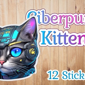 Cyberpunk Kitten Stickers PNG Instant Download - Etsy