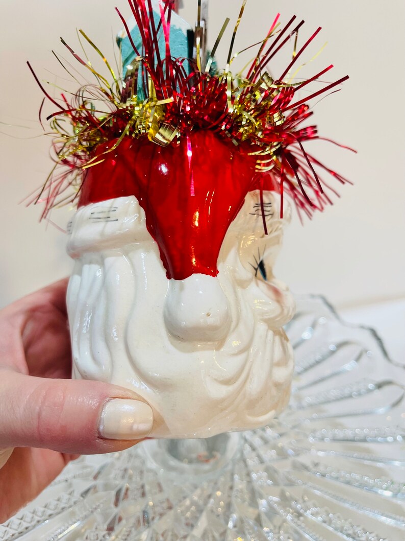 Vintage RELPO Santa Planter, Christmas Assemblage With Ornaments - Etsy