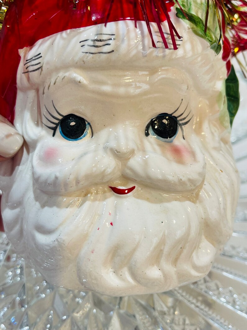 Vintage RELPO Santa Planter, Christmas Assemblage With Ornaments - Etsy