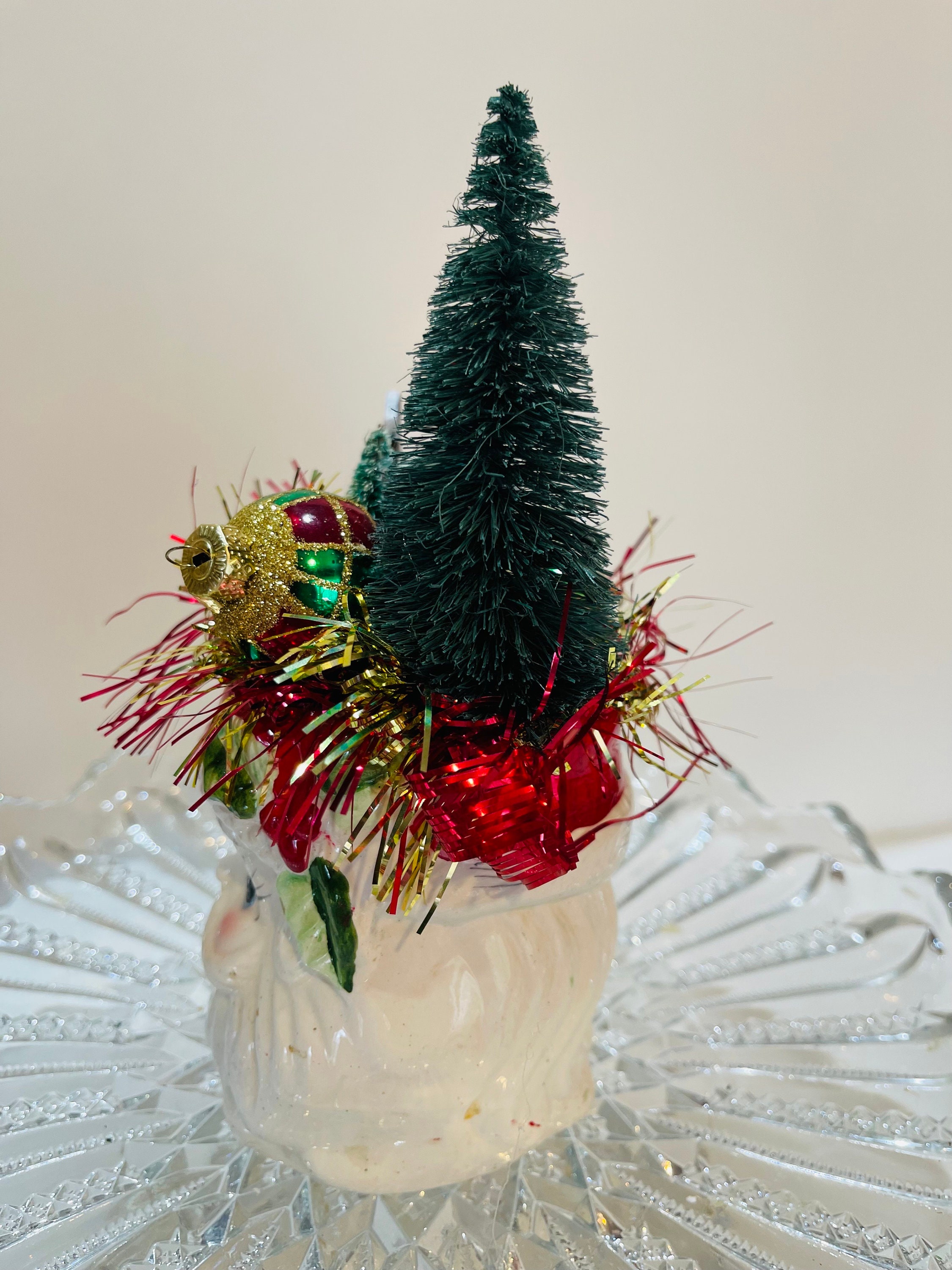 Vintage RELPO Santa Planter, Christmas Assemblage With Ornaments - Etsy