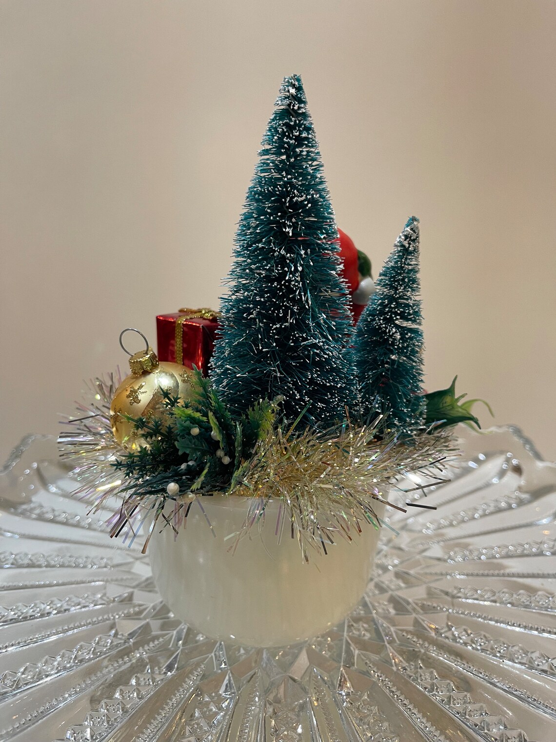 Vintage Christmas Assemblage Pyrex Vintage Milk Glass Dish , Vintage ...