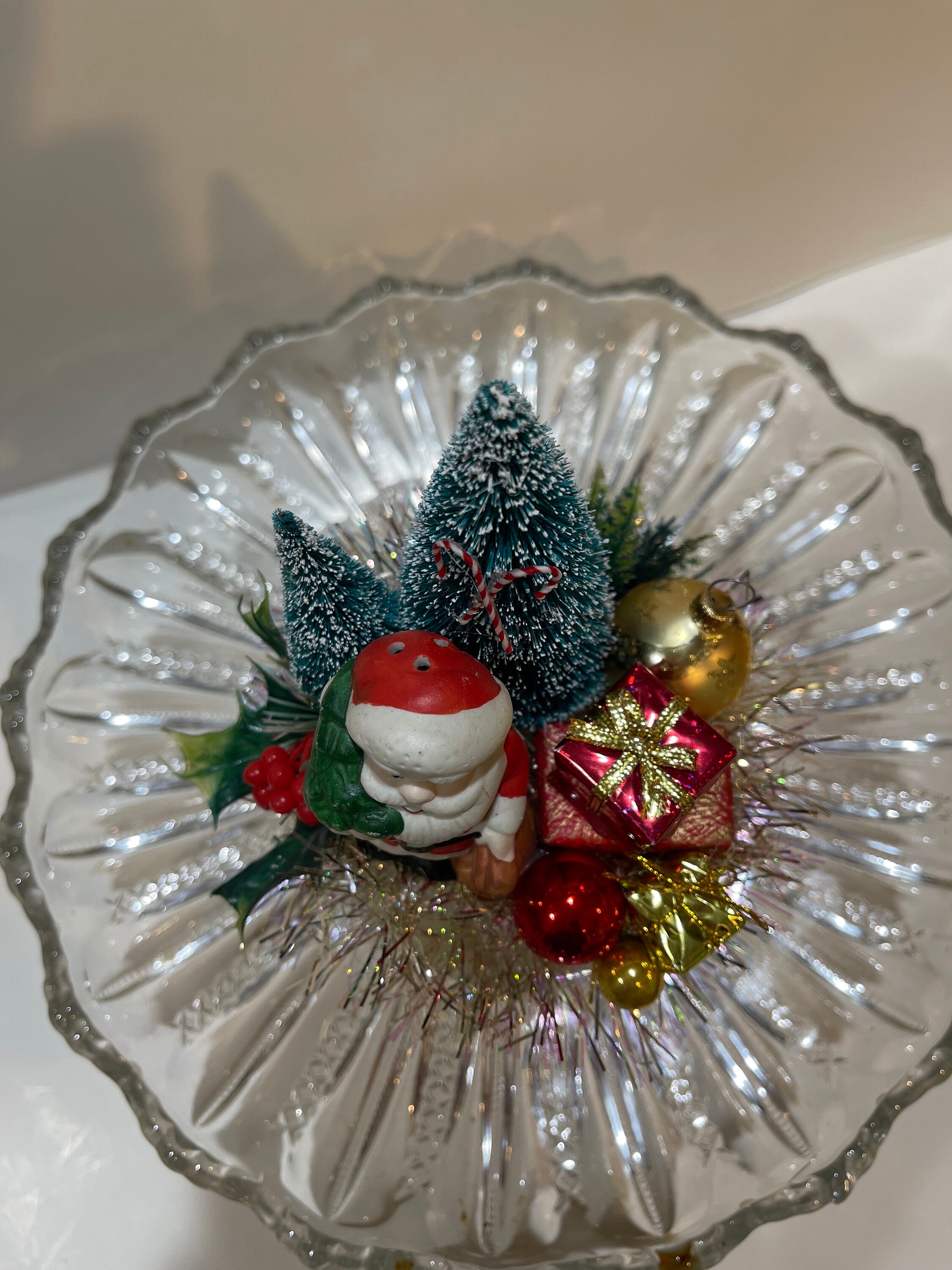 Vintage Christmas Assemblage Pyrex Vintage Milk Glass Dish , Vintage ...