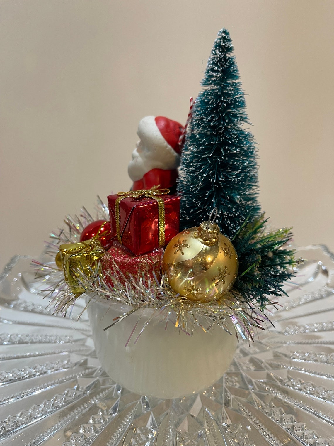 Vintage Christmas Assemblage Pyrex Vintage Milk Glass Dish , Vintage ...