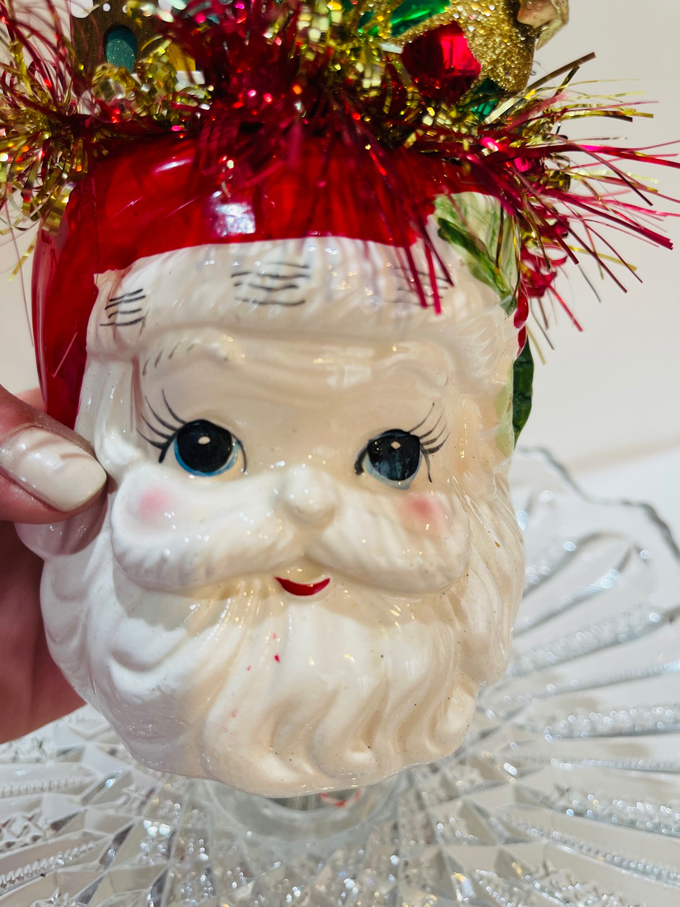 Vintage RELPO Santa Planter, Christmas Assemblage With Ornaments - Etsy