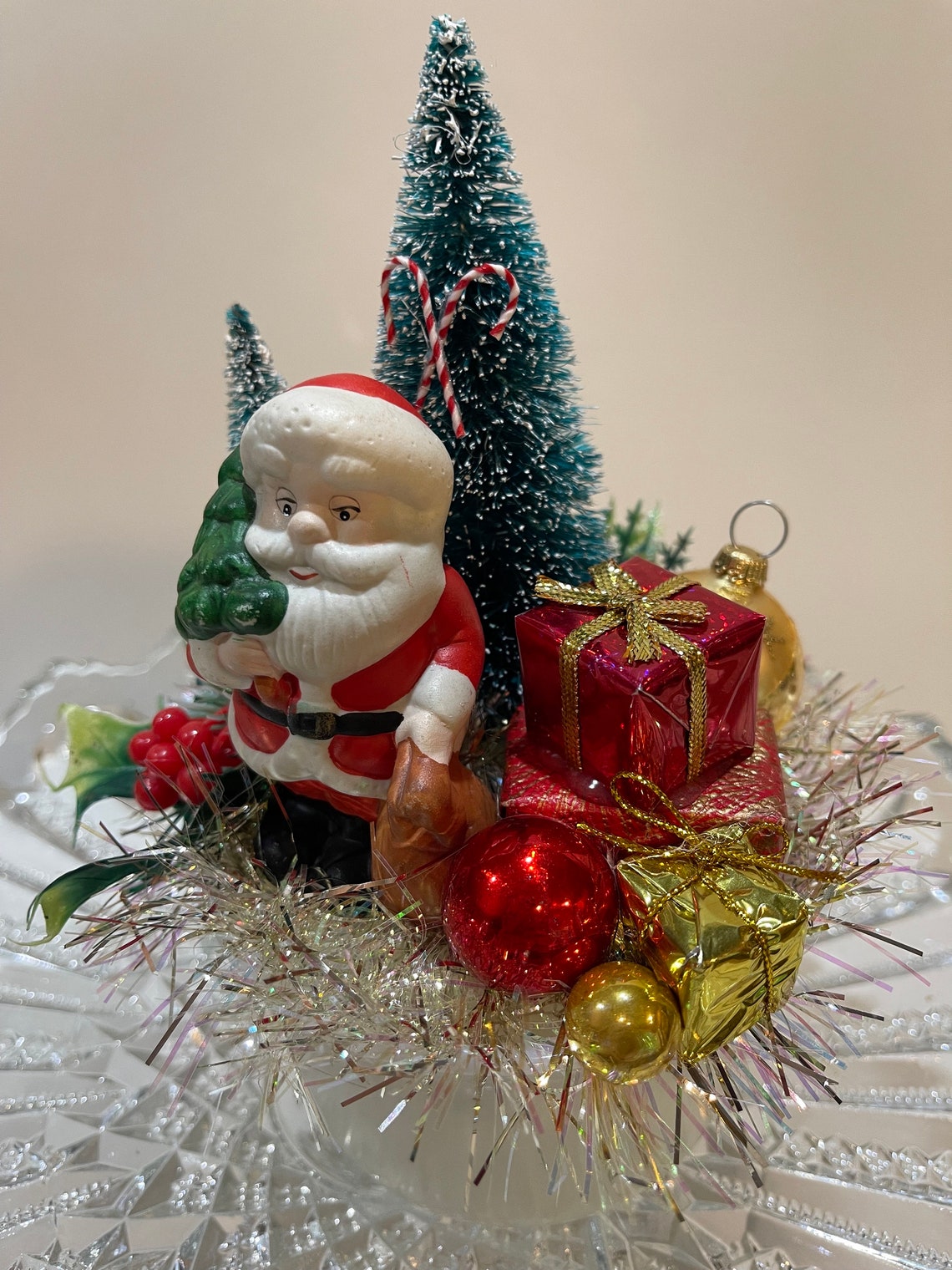 Vintage Christmas Assemblage Pyrex Vintage Milk Glass Dish , Vintage ...