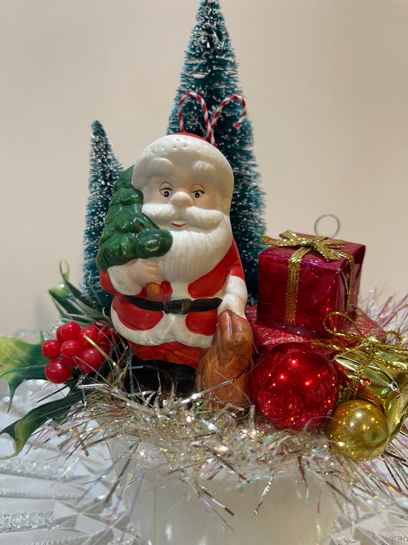 Vintage Christmas Assemblage Pyrex Vintage Milk Glass Dish , Vintage ...