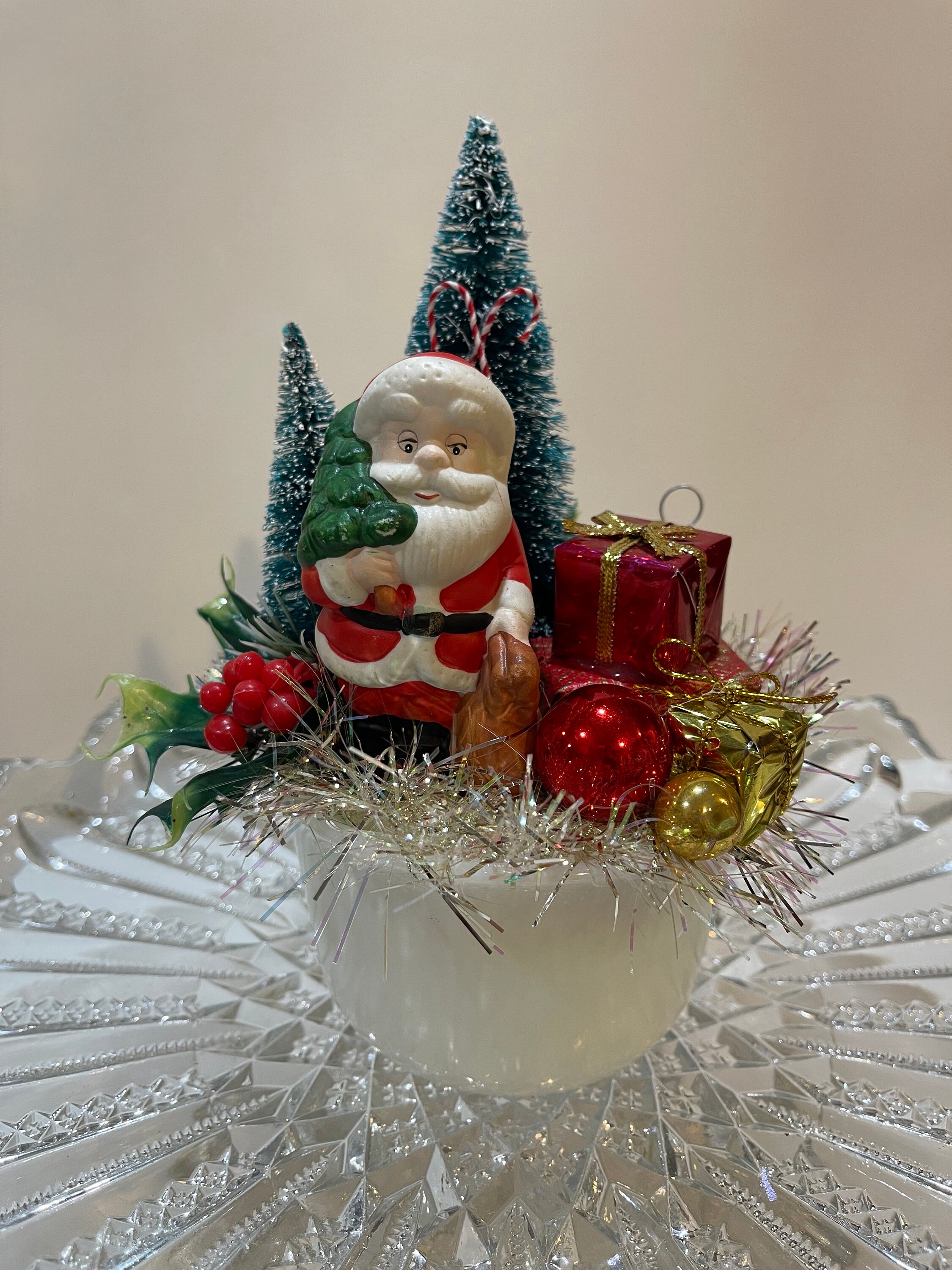 Vintage Christmas Assemblage Pyrex Vintage Milk Glass Dish , Vintage ...