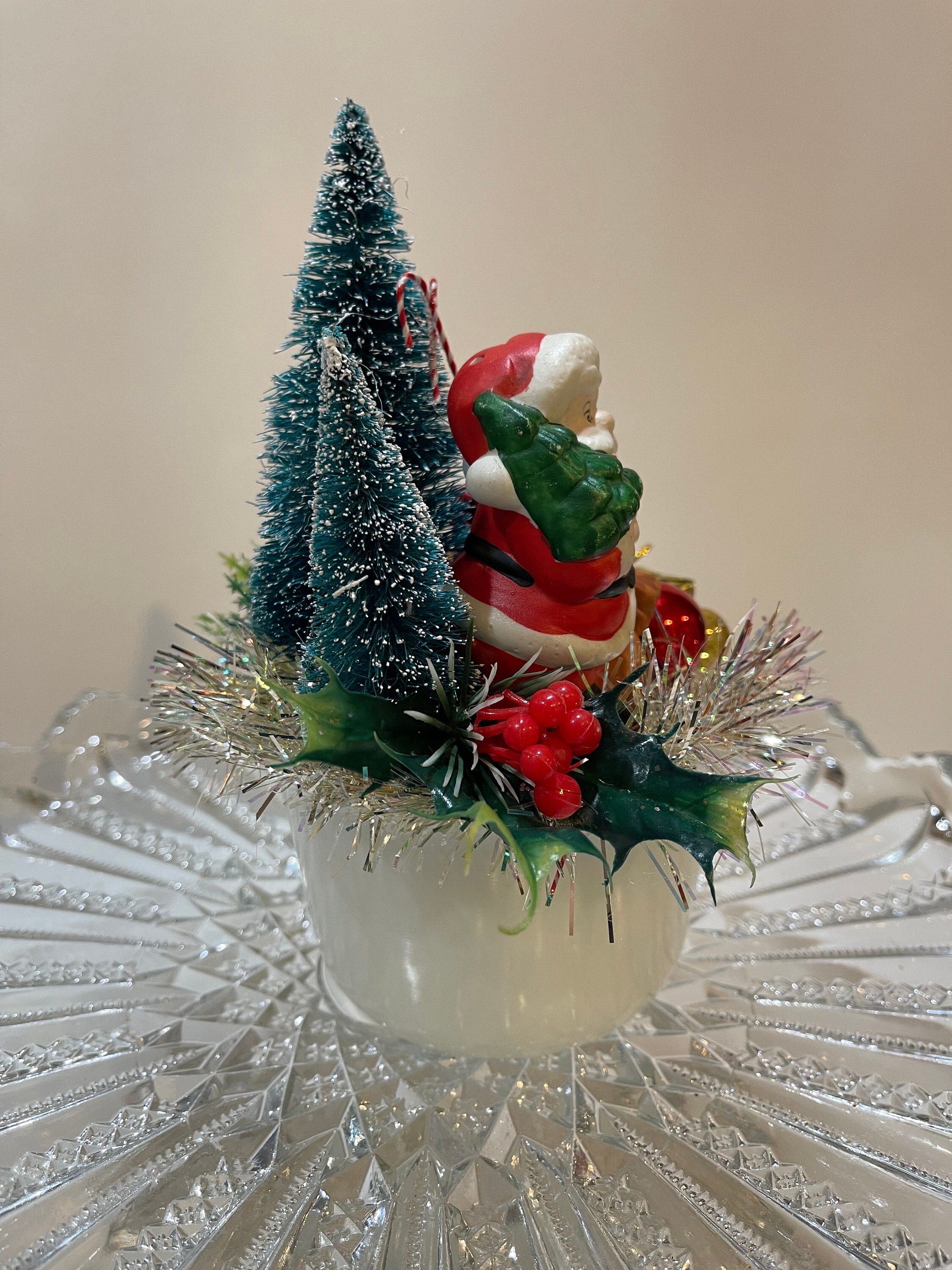 Vintage Christmas Assemblage Pyrex Vintage Milk Glass Dish , Vintage ...