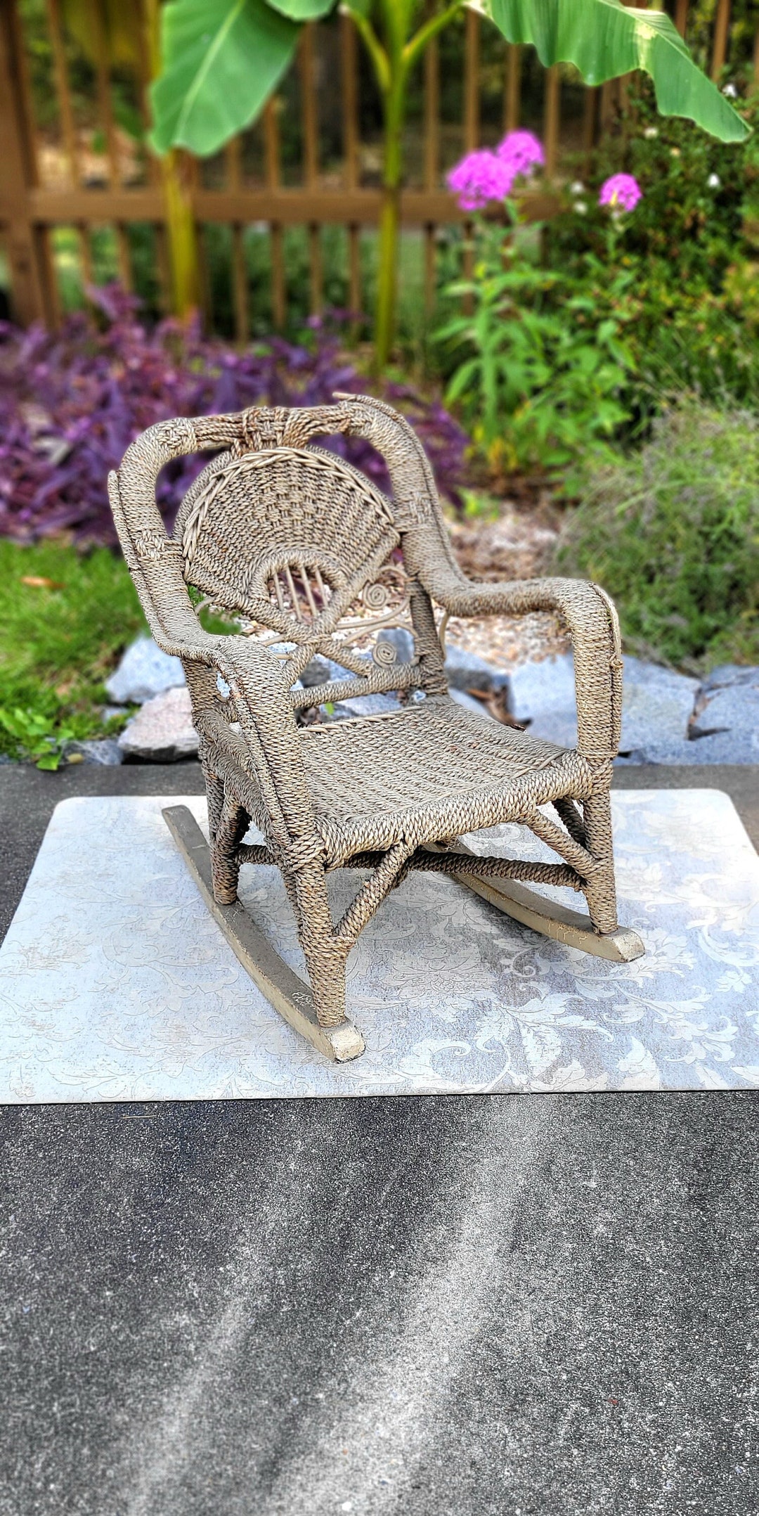 Antique Victorian? Child's Wicker Rocking Chair or Large Doll Rocker ...