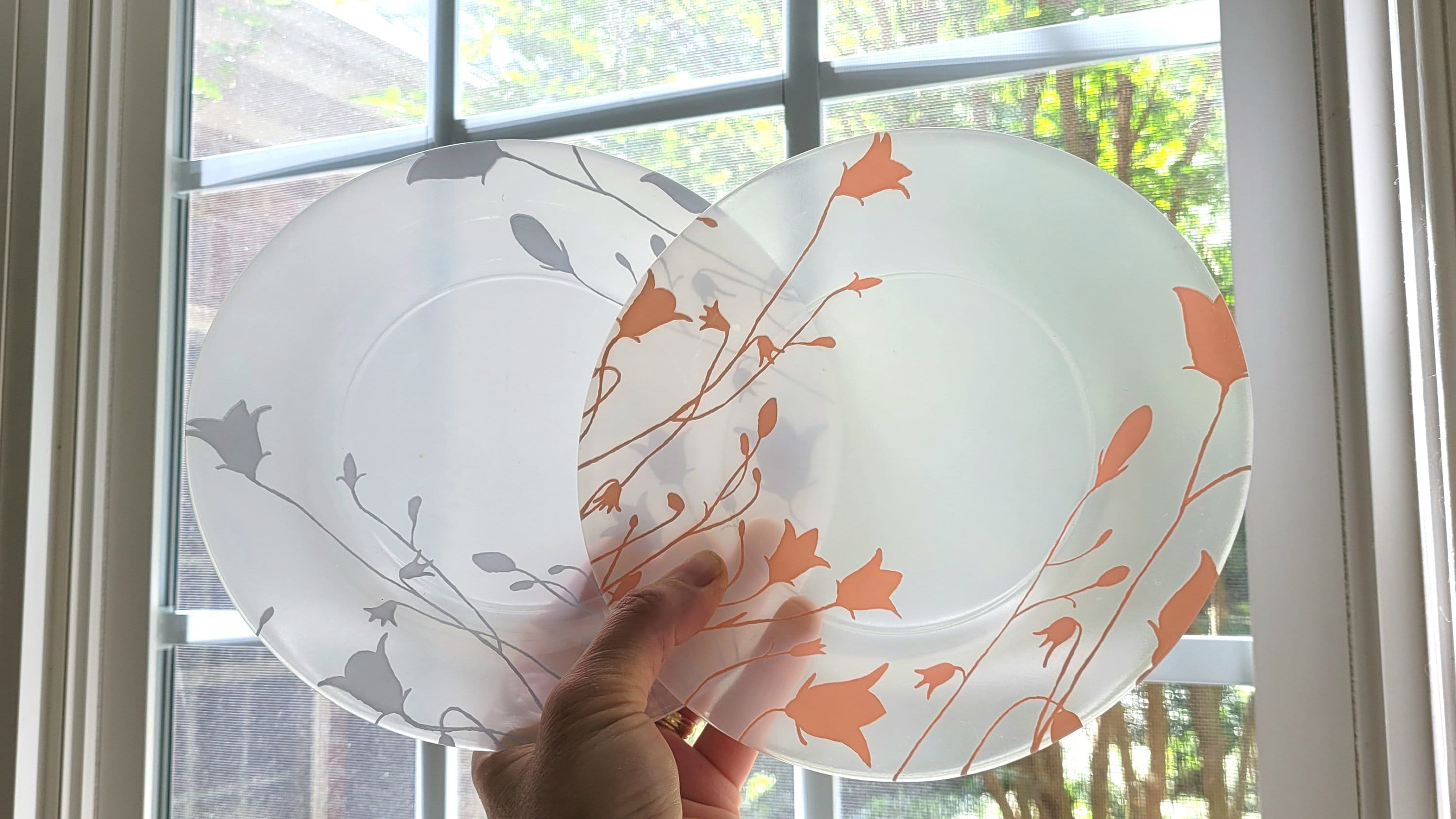 7 Settings of Translucent, Frosted, Floral, Glass, Vintage French ...