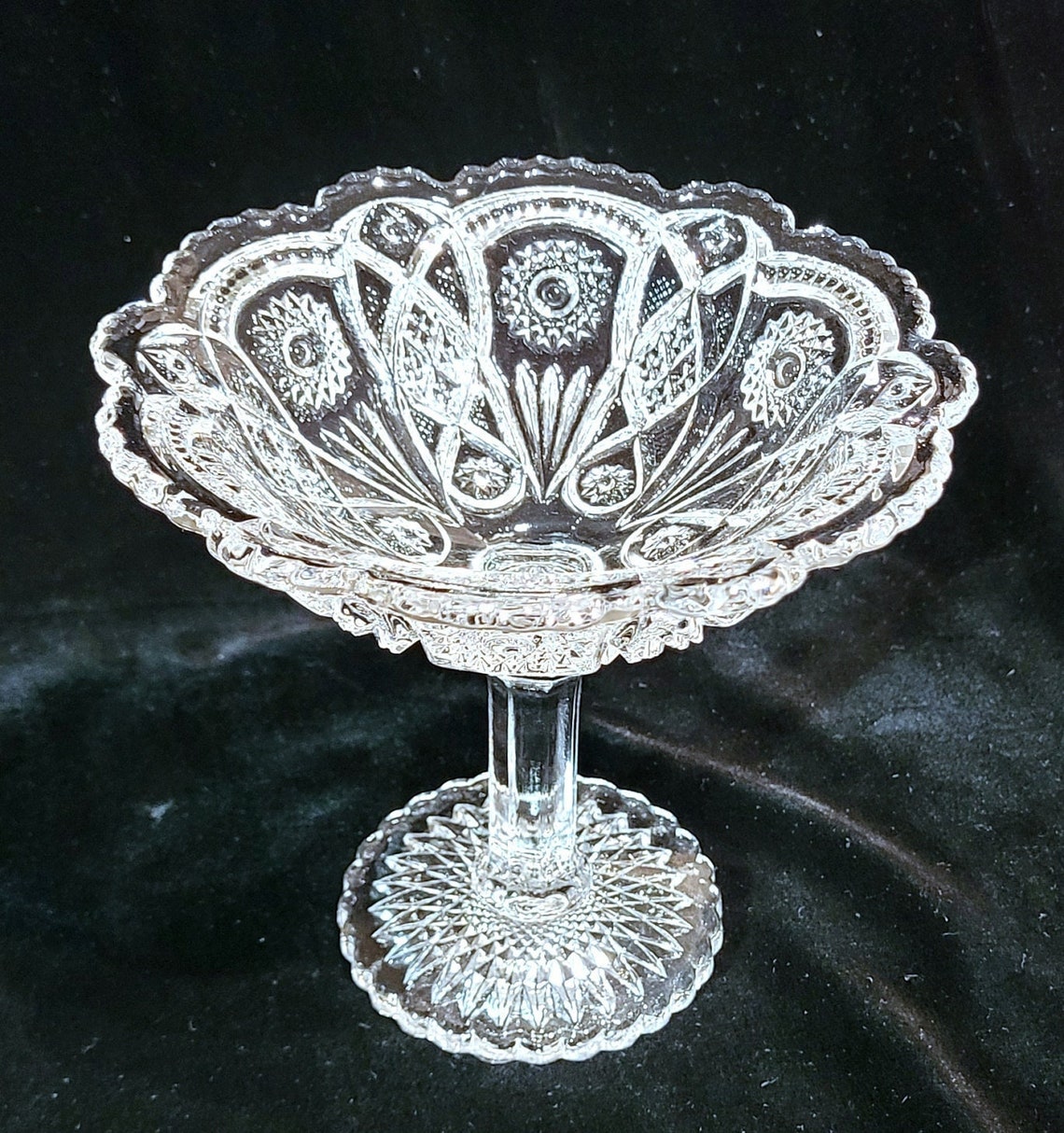 Eapg-early American Pressed Glass Ornate Antique Flared Compote ...