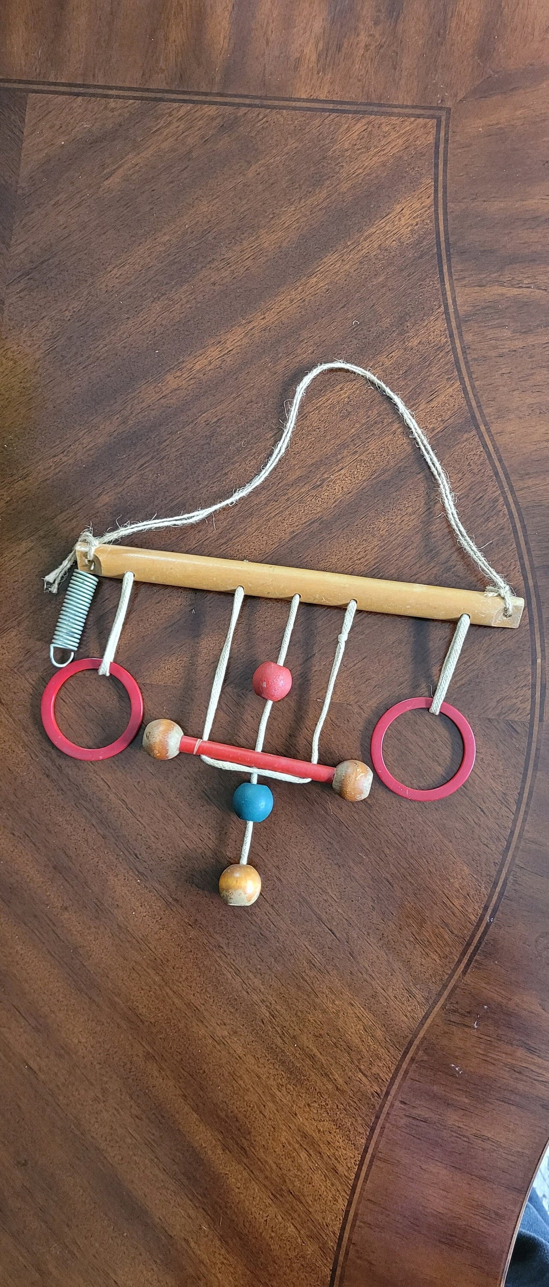 Vintage 1945 Wooden Crib Mobile "cradle Gym," Primary Colors, Primitive ...