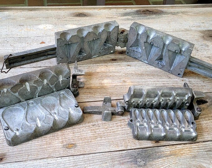 Vintage Molds for Lead Fishing Line Sinkers. Cast Aluminum; Penn Sport ...