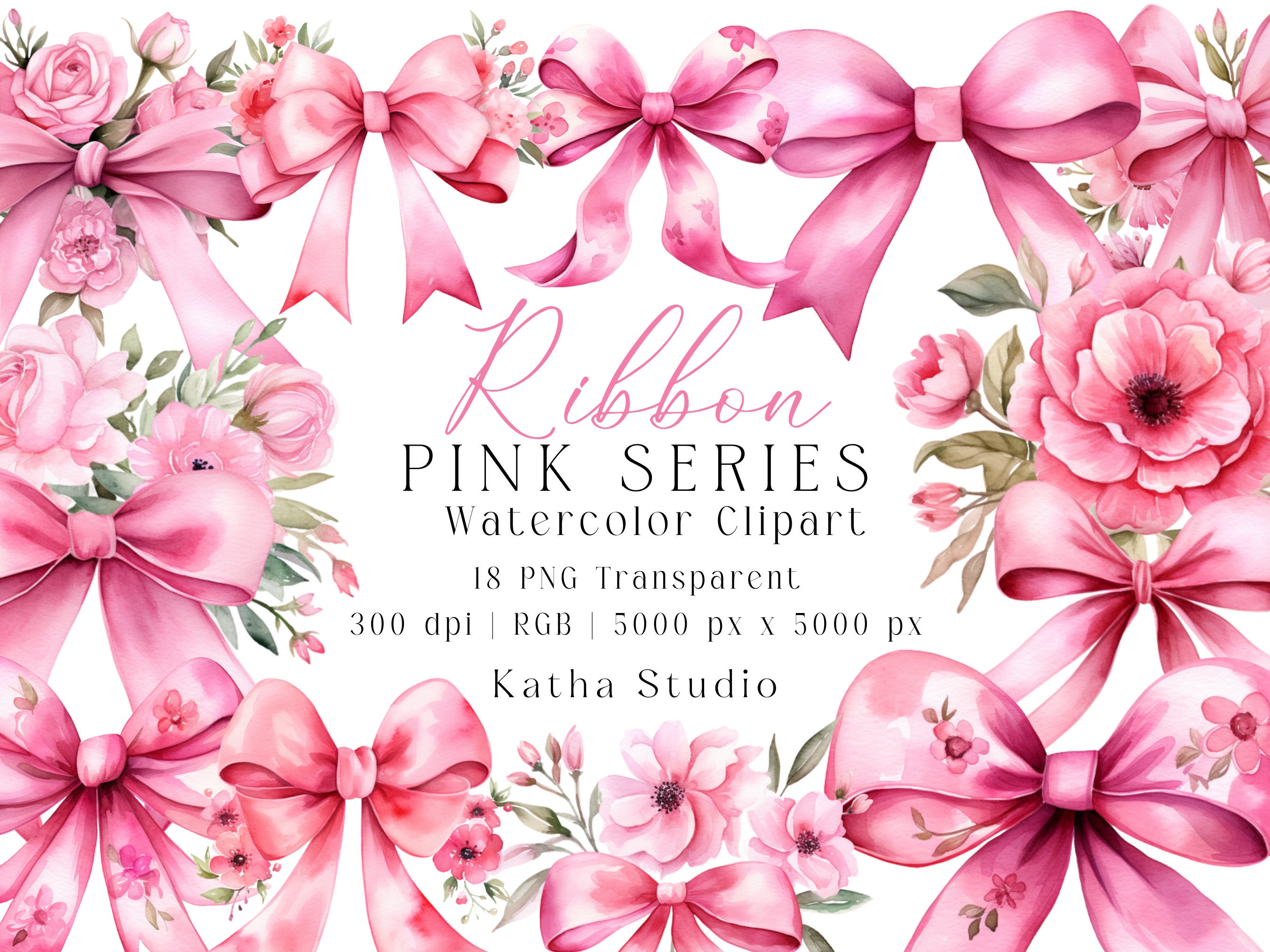 Pink Ribbon Watercolor Clipart | PNG Transparent Clipart, Commercial ...