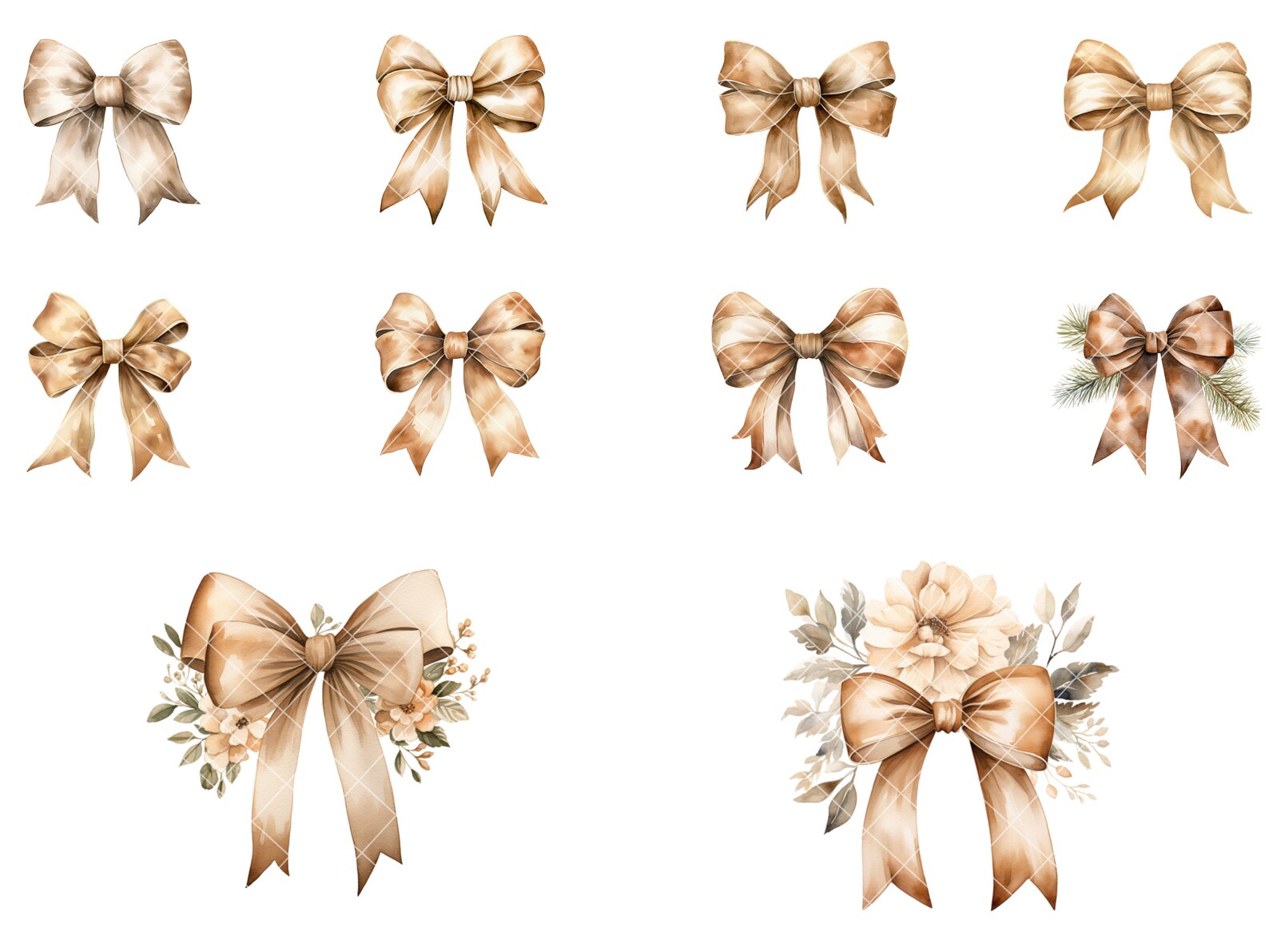 Neutral Ribbon Watercolor Clipart | PNG Transparent Clipart, Commercial ...