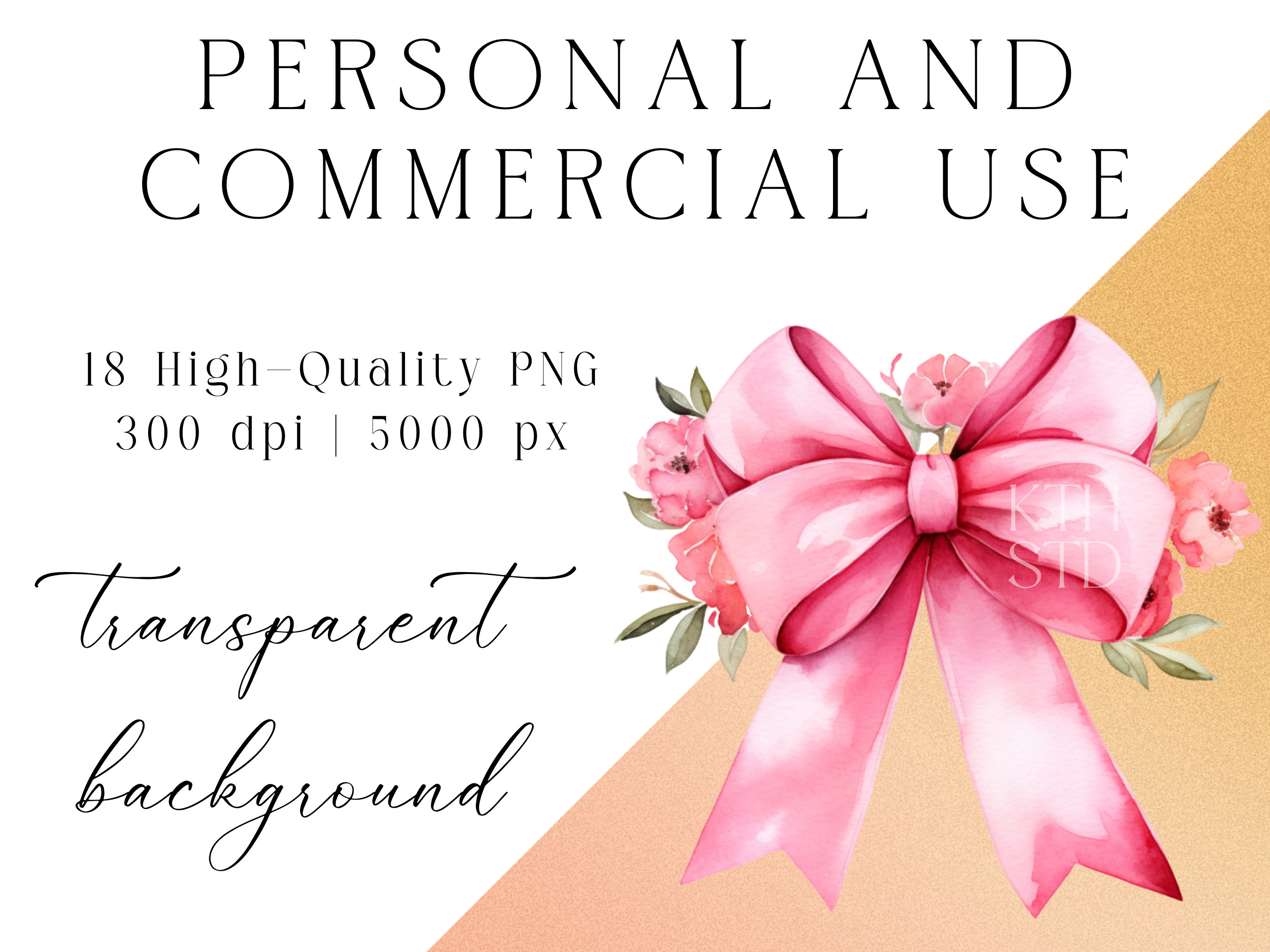 Pink Ribbon Watercolor Clipart | PNG Transparent Clipart, Commercial ...