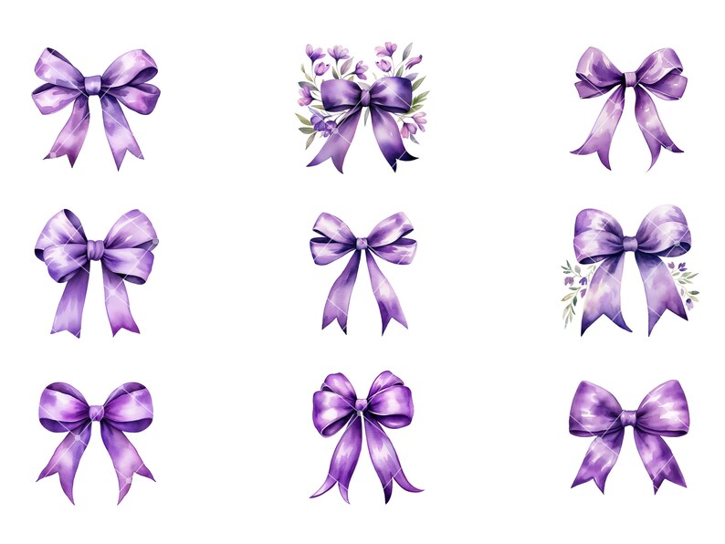 Purple Ribbon Watercolor Clipart | PNG Transparent Clipart, Commercial ...