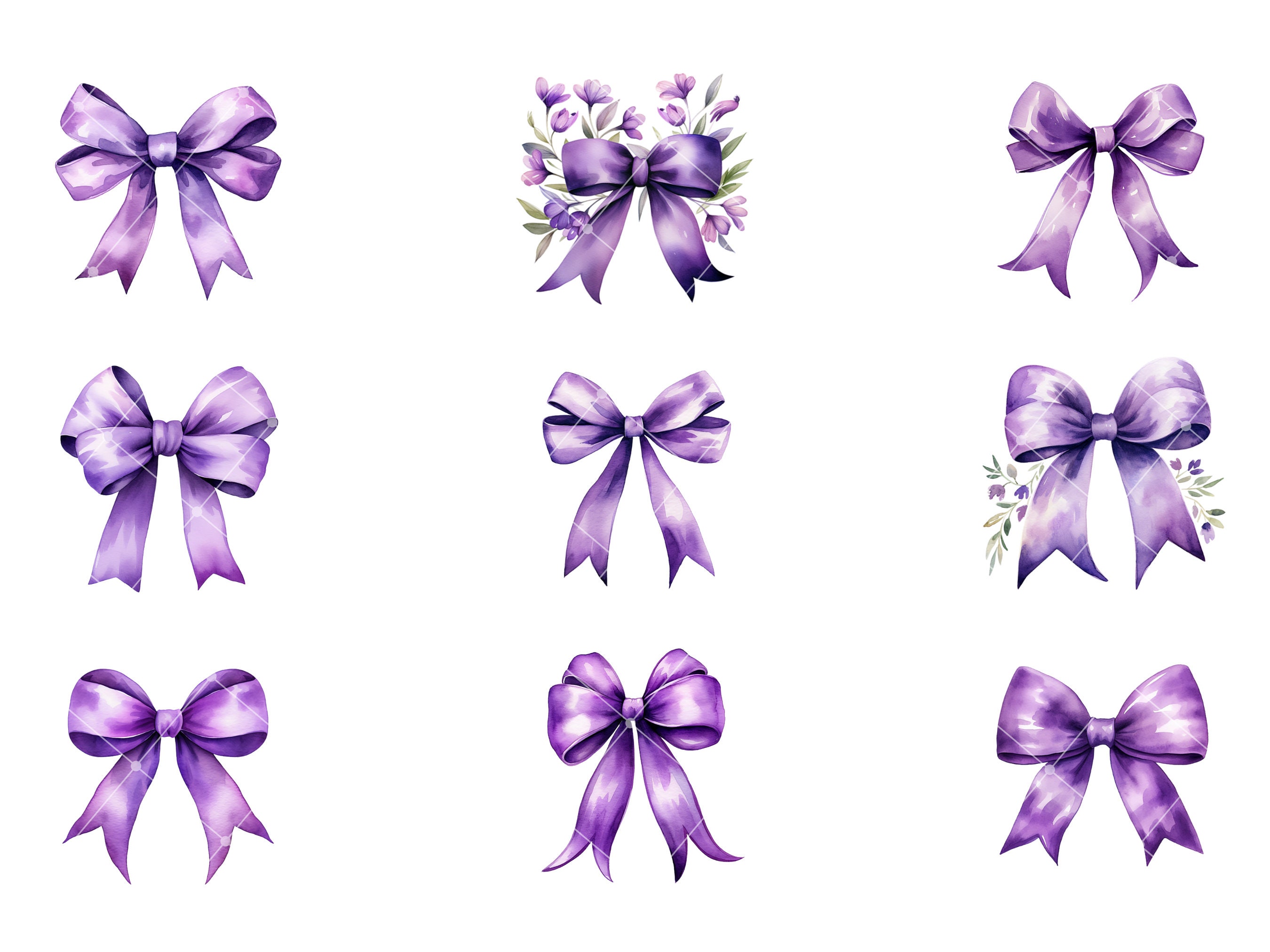 Purple Ribbon Watercolor Clipart | PNG Transparent Clipart, Commercial ...